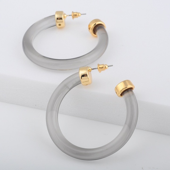 Boutique | Jewelry | Smoky Gray Transparent Hoop Earrings | Poshmark